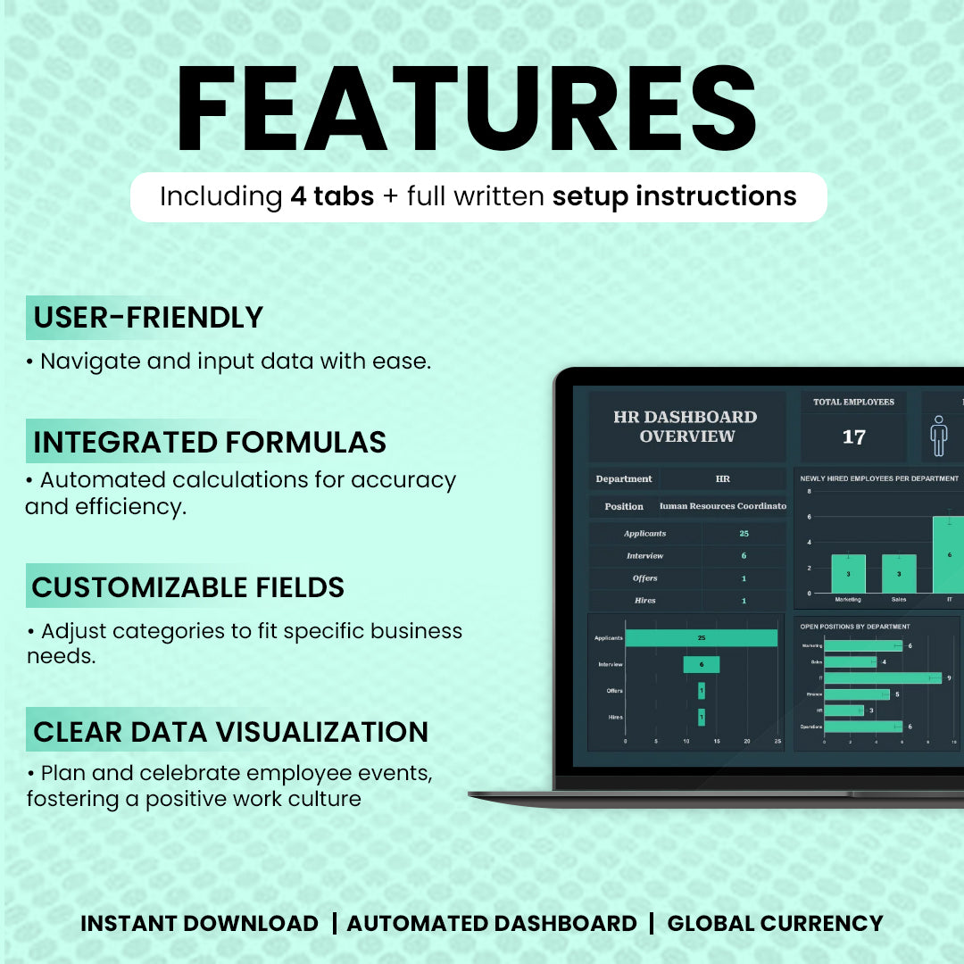 HR Dashboard Overview Template – ExcelSheets